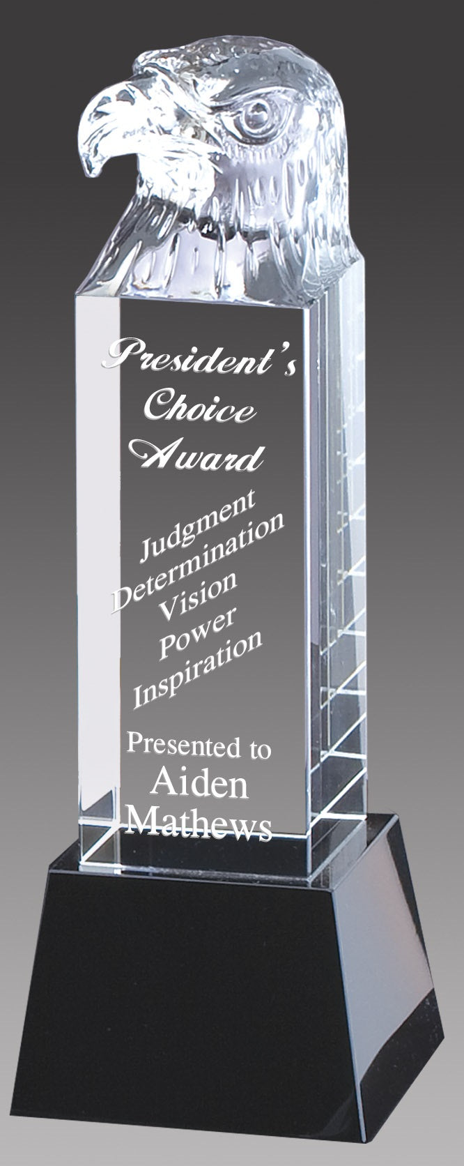 Eagle Head Tower on Black Crystal Base – BJs Trophy