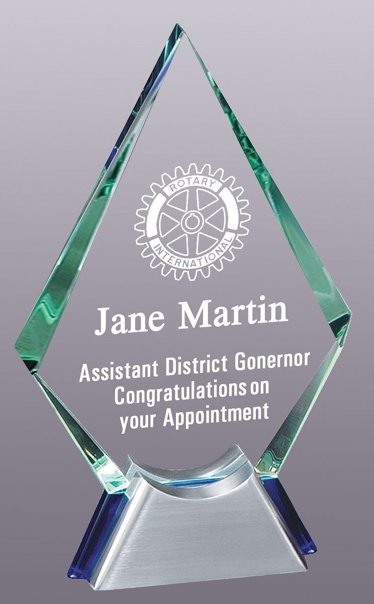 Crystal Spear on Silver & Blue Base – BJs Trophy