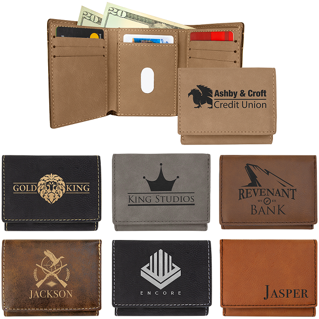 Laserable Leatherette Trifold Wallets – BJs Trophy