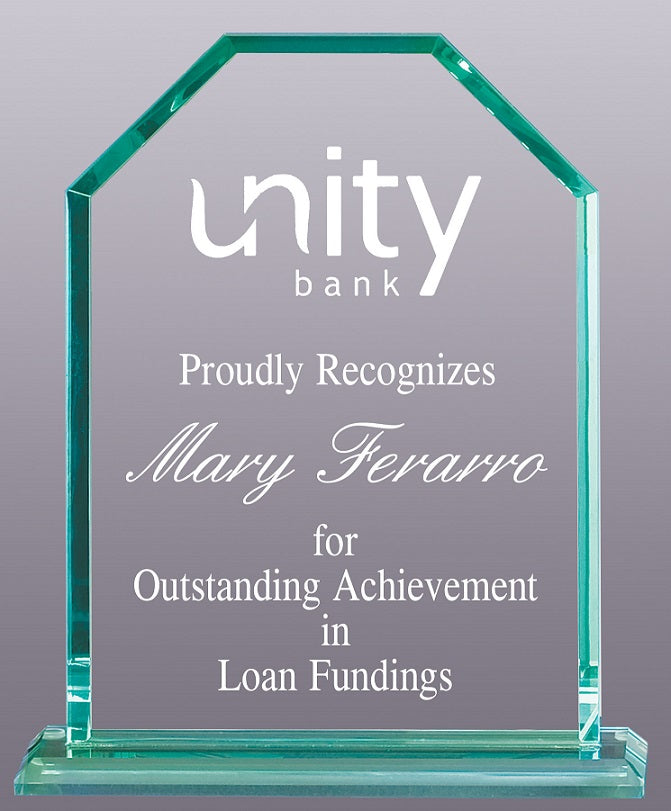 Jade Glass Cornerstone Plaque – BJs Trophy