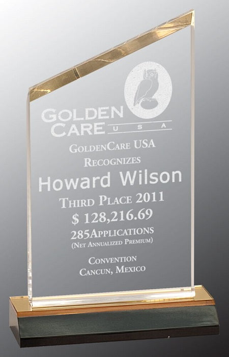 Gold Reflection Beveled Peak Acrylic – BJs Trophy