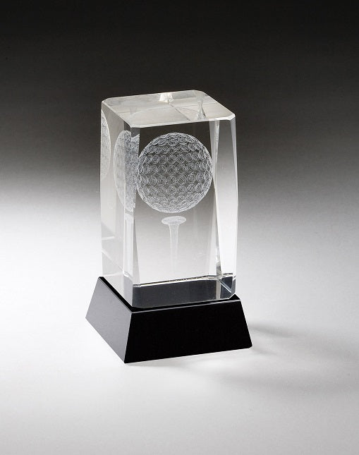 3D Engraved Golf Crystal – BJs Trophy