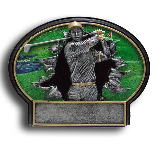 Golf Burst Thru Resin Plate - Male – BJs Trophy